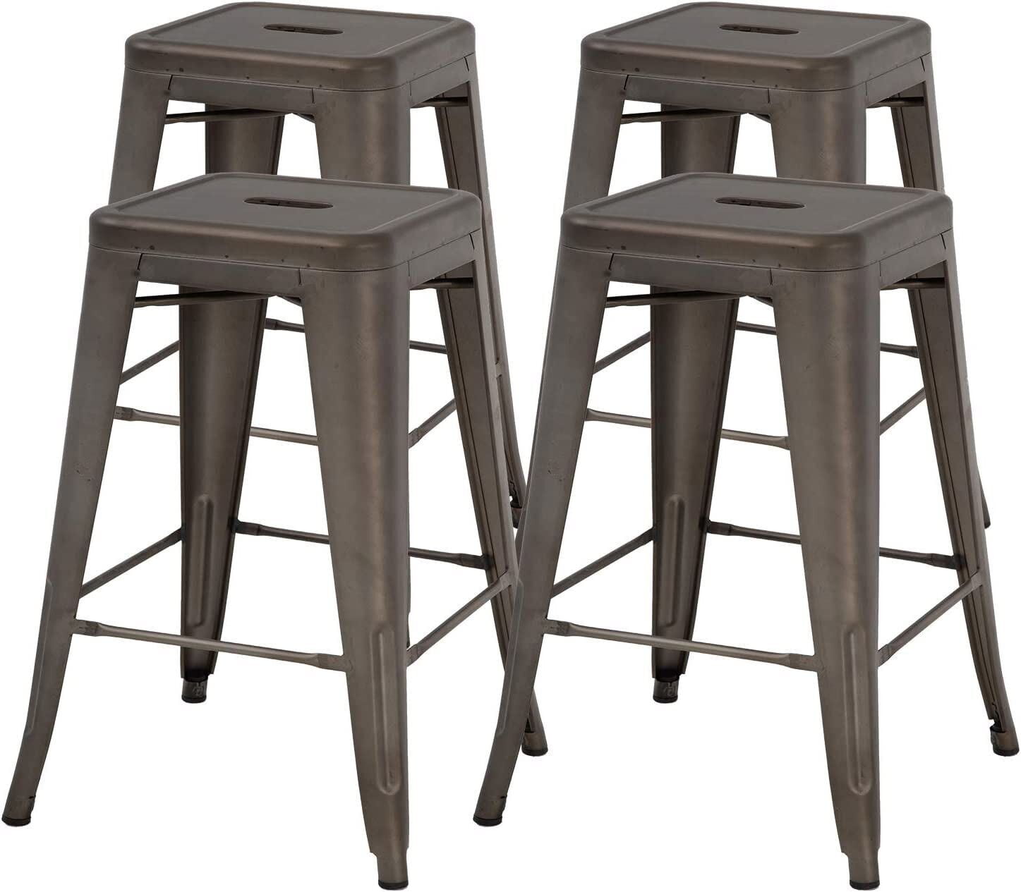 Brtye Metal Bar Stools Counter Height Bar Stools 24 Inches Industrial ...