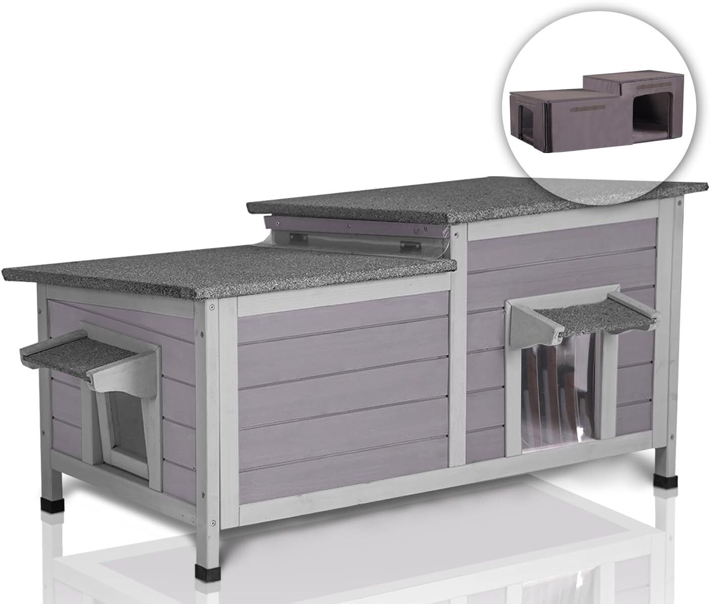 Brtye Outdoor Feral Cat House, Outside Cat Condos Two Story, Rainproof ...