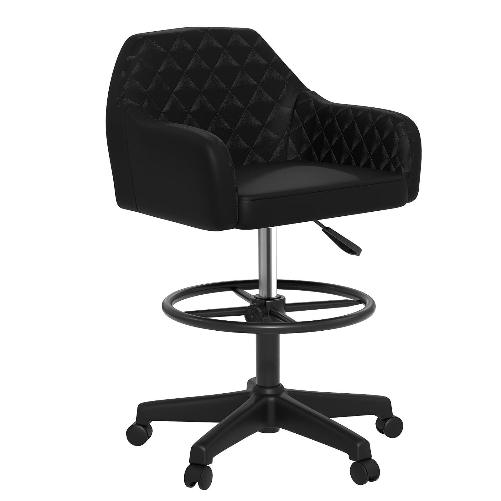Brtye PU Leather Drafting Chair with Low Back and Footrest Ring, Height ...