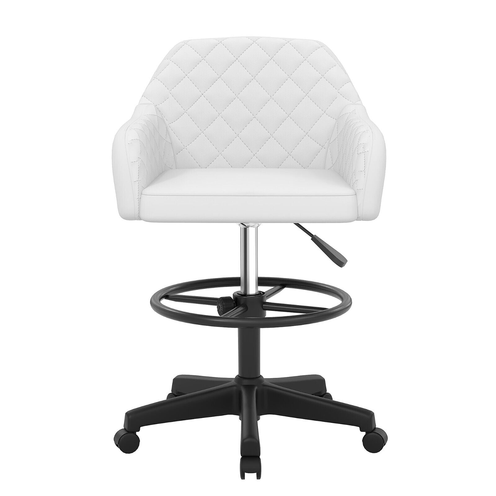 Brtye PU Leather Drafting Chair with Low Back and Footrest Ring, Height ...