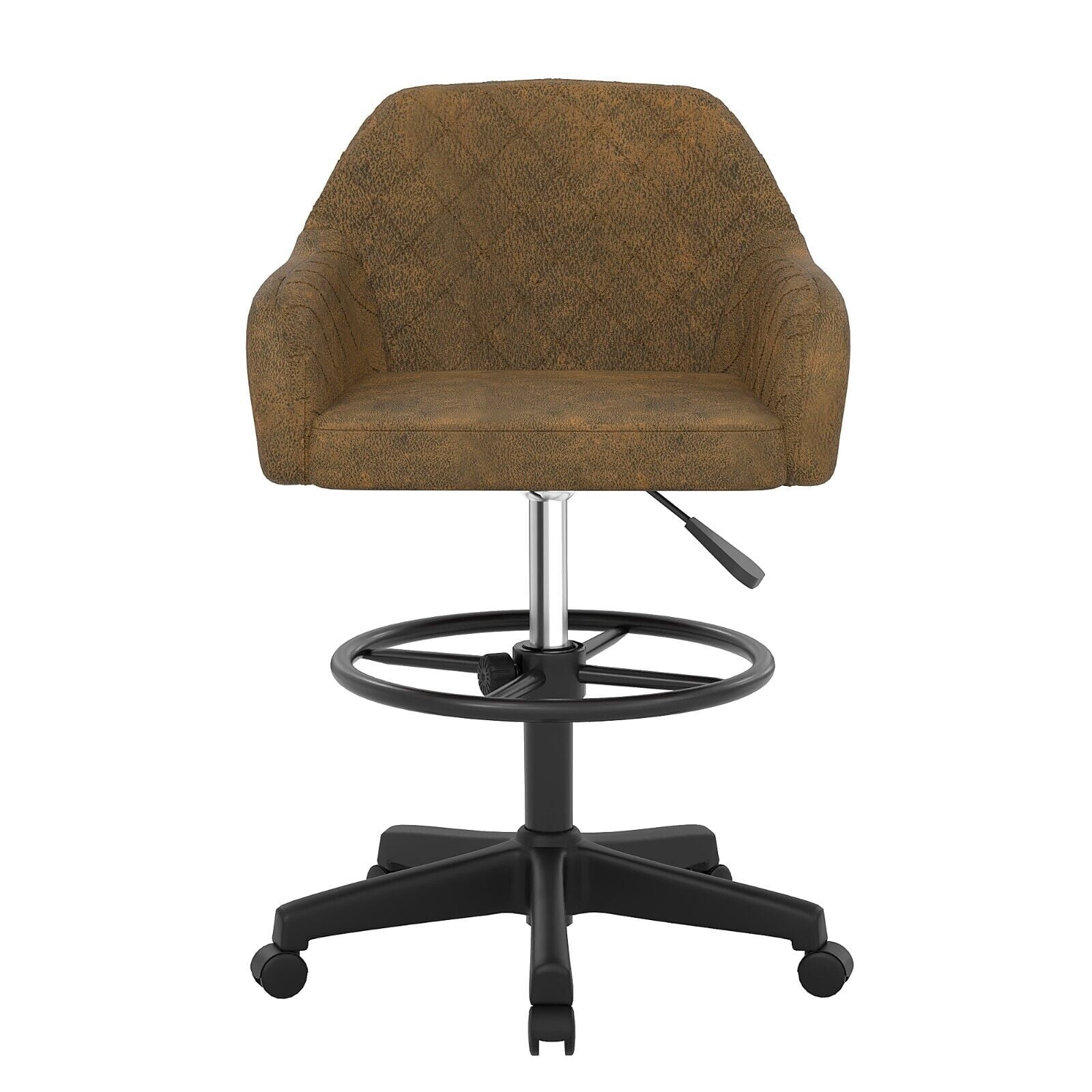 Brtye PU Leather Drafting Chair with Low Back and Footrest Ring, Height ...