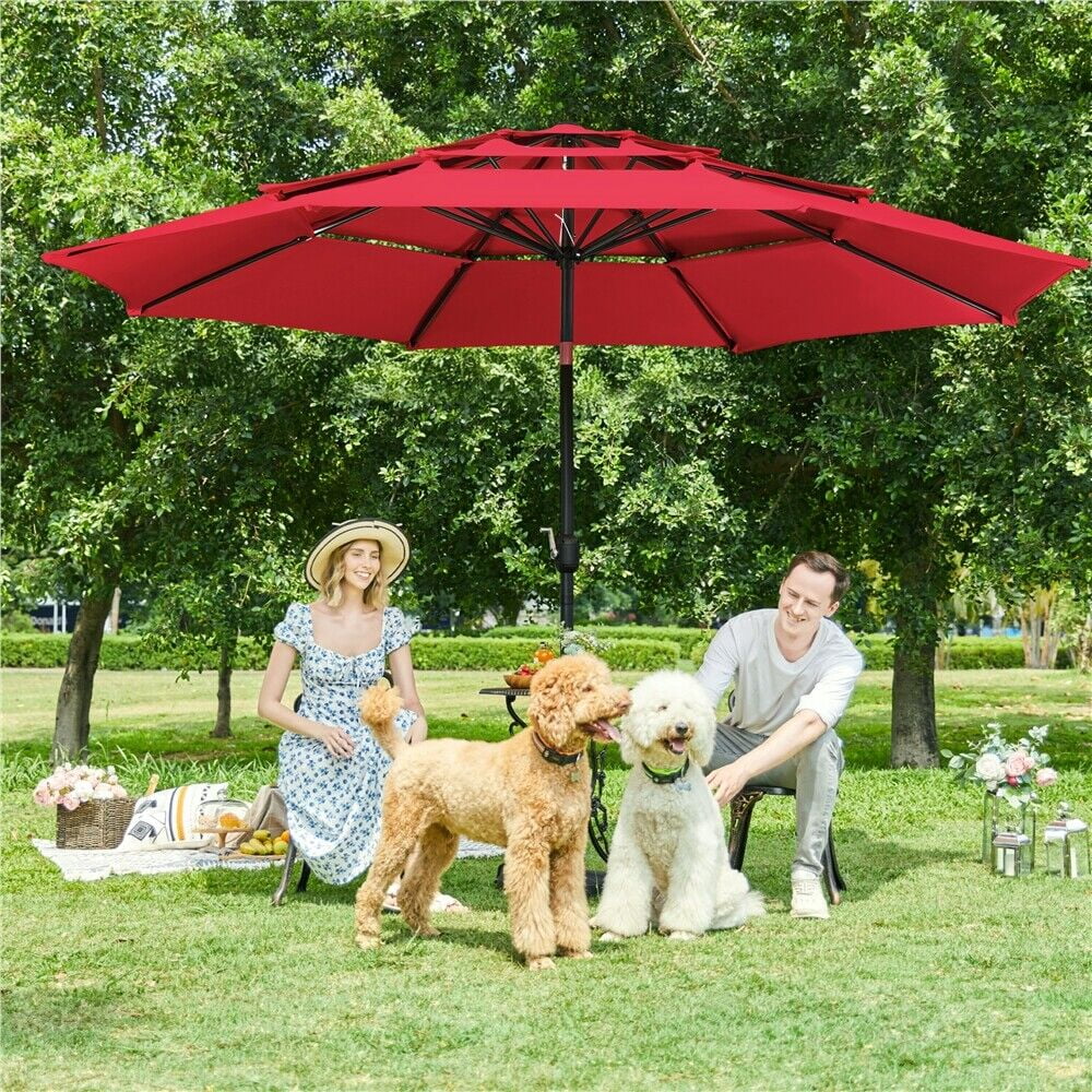 Brtye Patio Umbrella, Outdoor Table Umbrella with Sturdy Glass Fiber ...