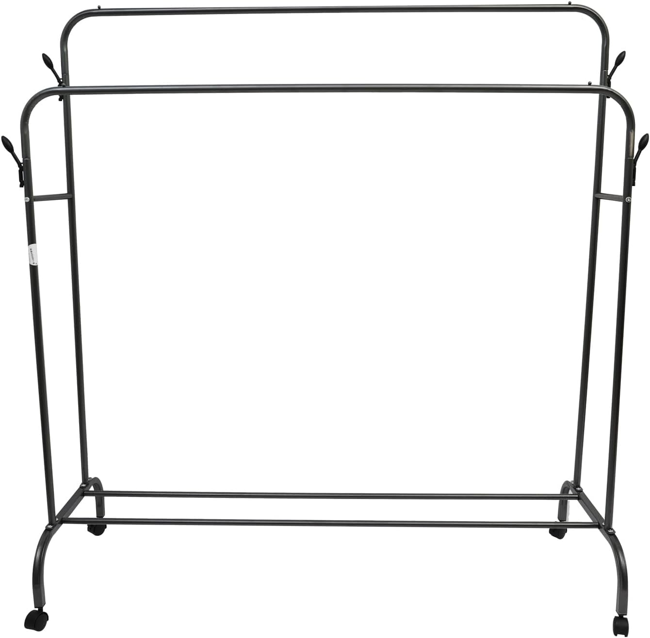 Brtye Portable Arched Double-Rod Rolling Floor Clothes Rack with 4 Side ...