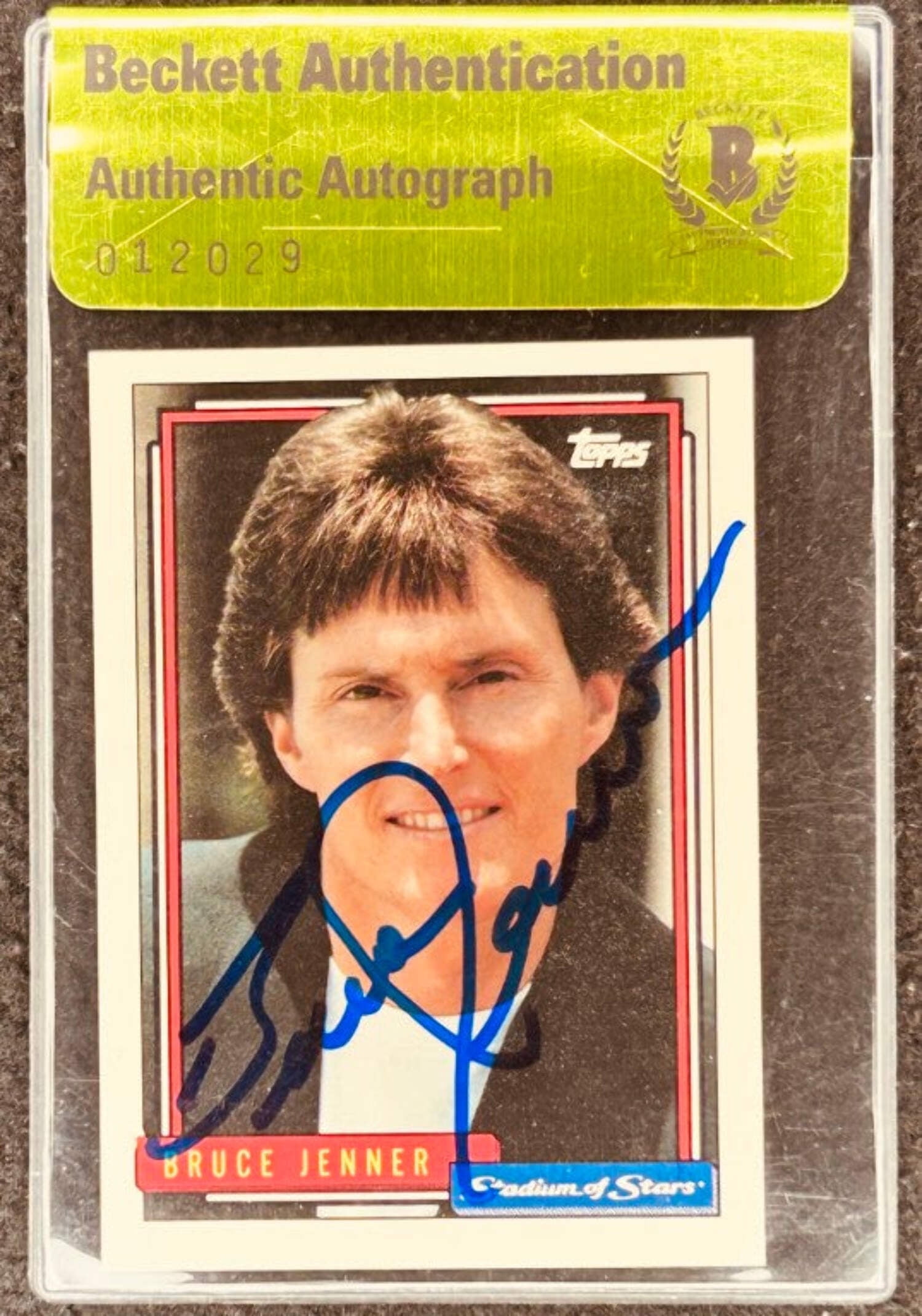 Bruce Jenner autographed 1992 Topps Stadium of Stars promo card BAS ...