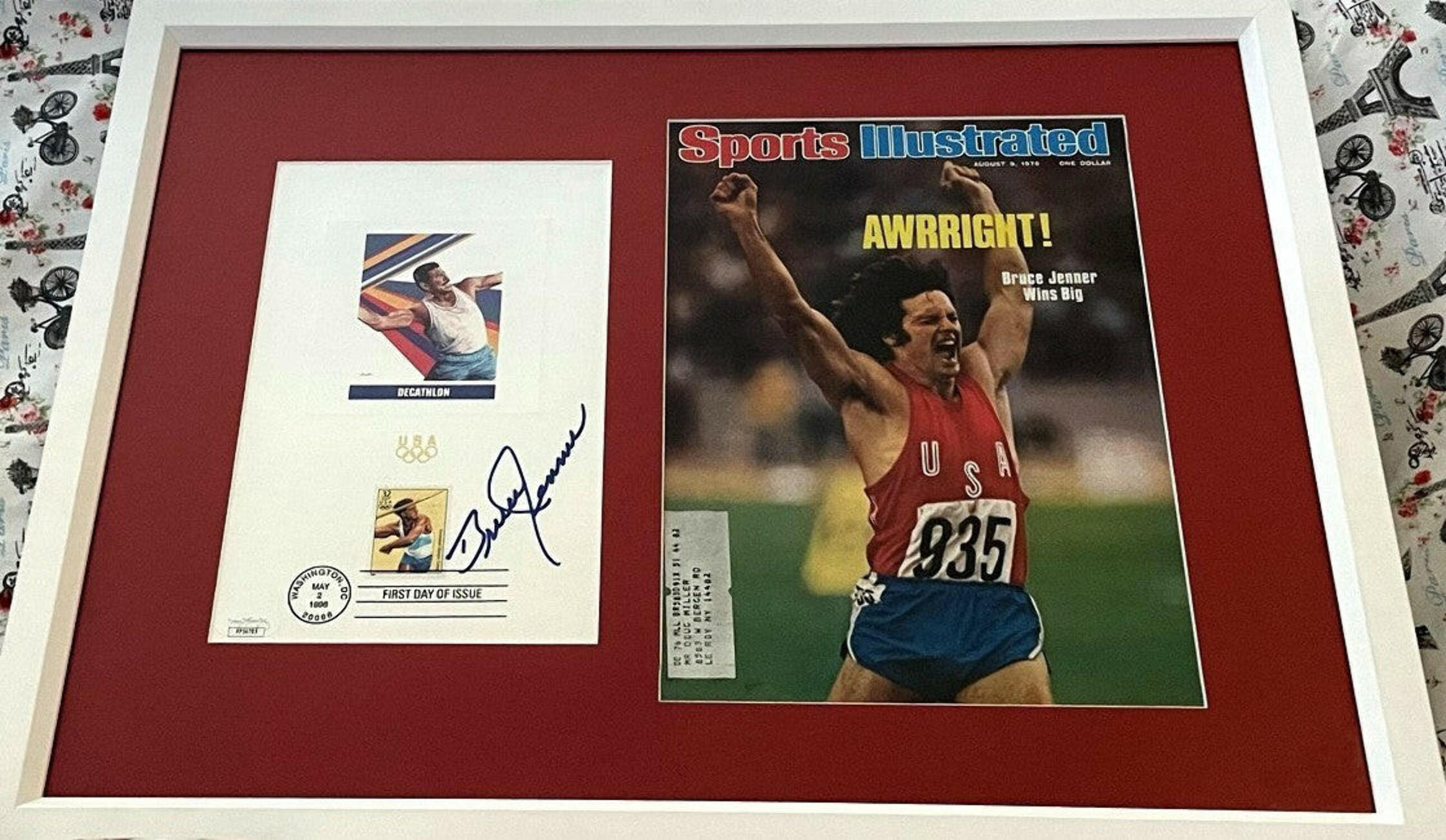 Bruce Jenner autographed 1996 US Olympic USPS First Day card framed ...