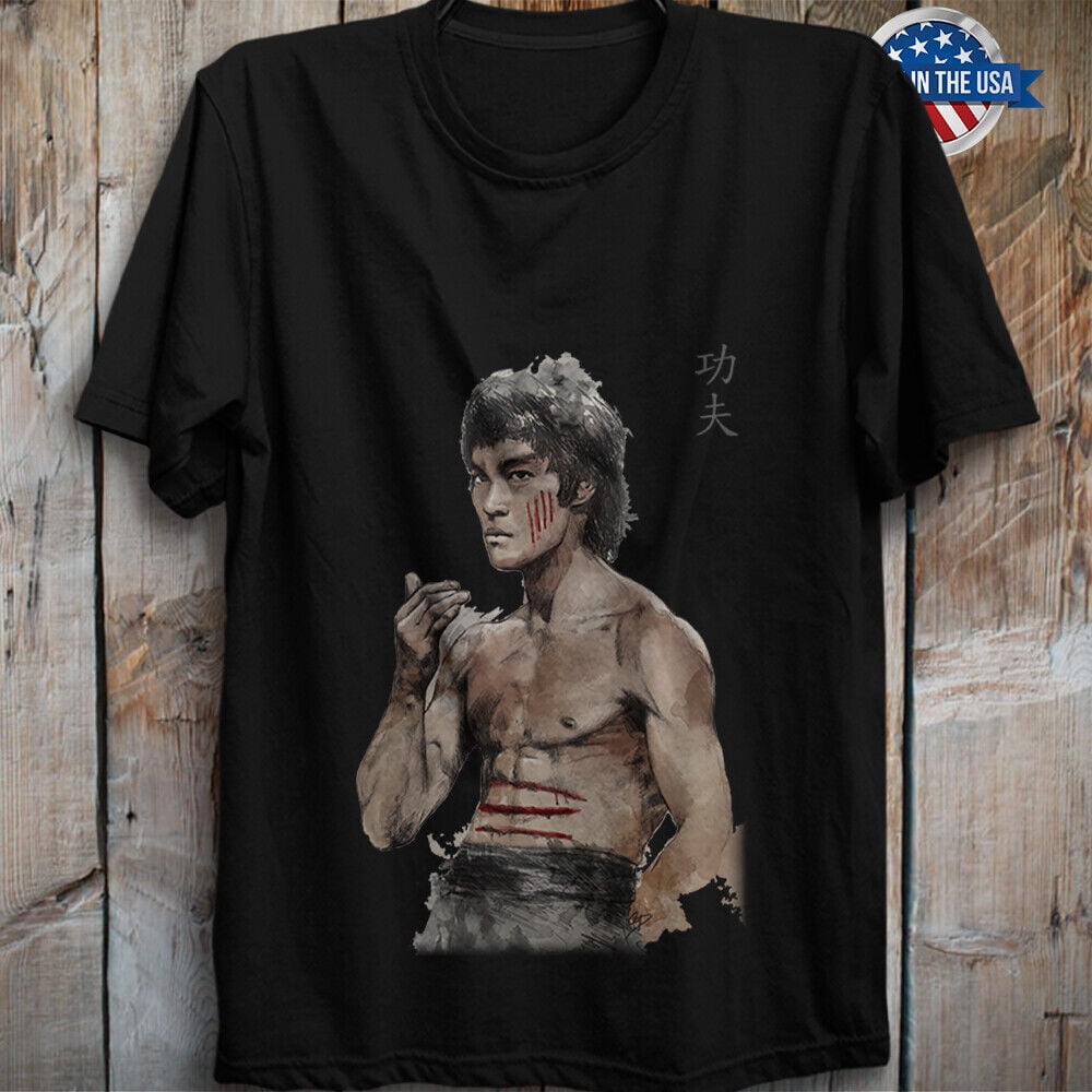 Bruce Lee Art Retro T Shirt Ninja Legend Kung Fu Warrior Poster Fighter ...
