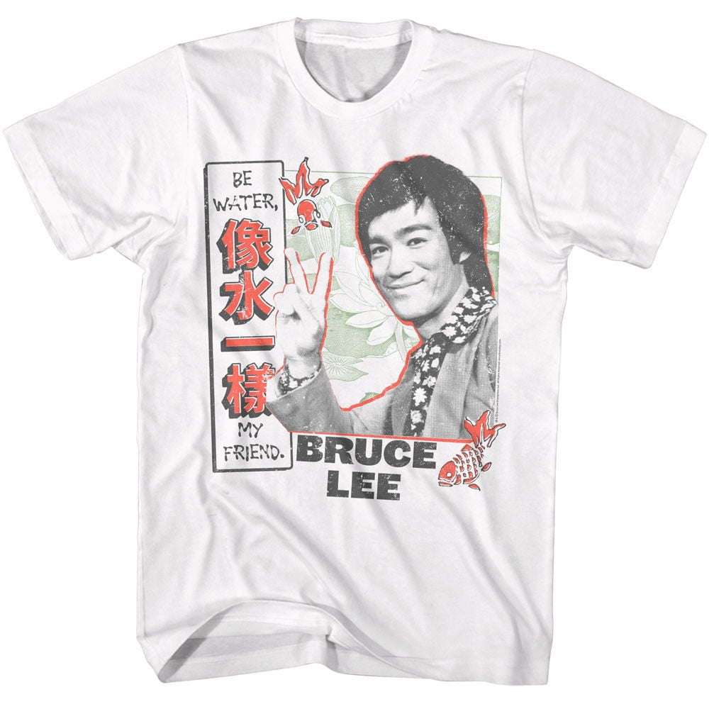 Bruce Lee Be Water Koi Fish Men's T Shirt Peace My Friend Pond Lilypad ...