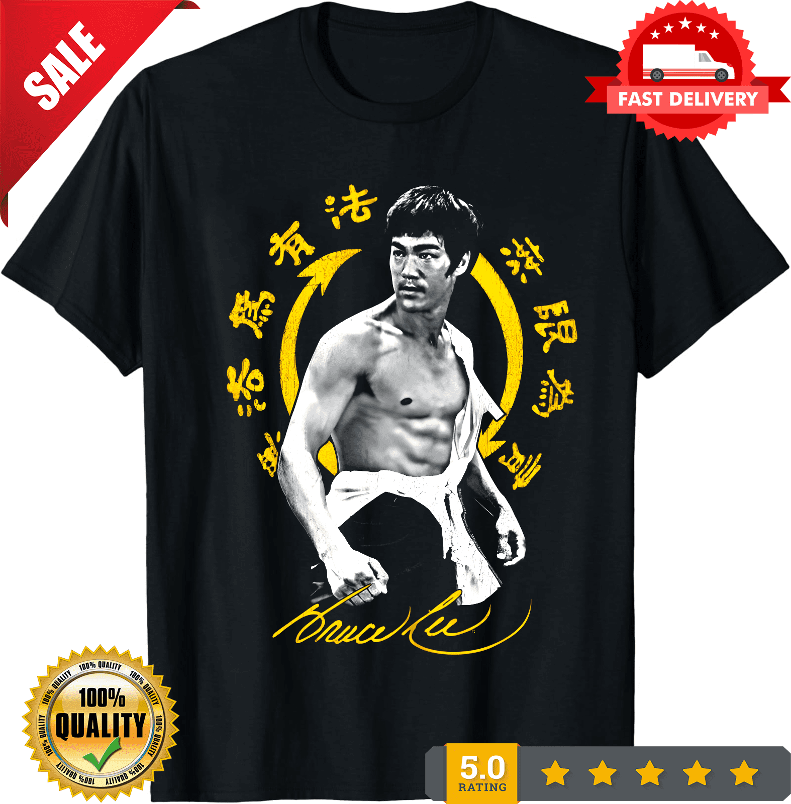Bruce Lee Core Symbol Black T-shirt, LIMITED EDITION-TH64378 - Walmart.com