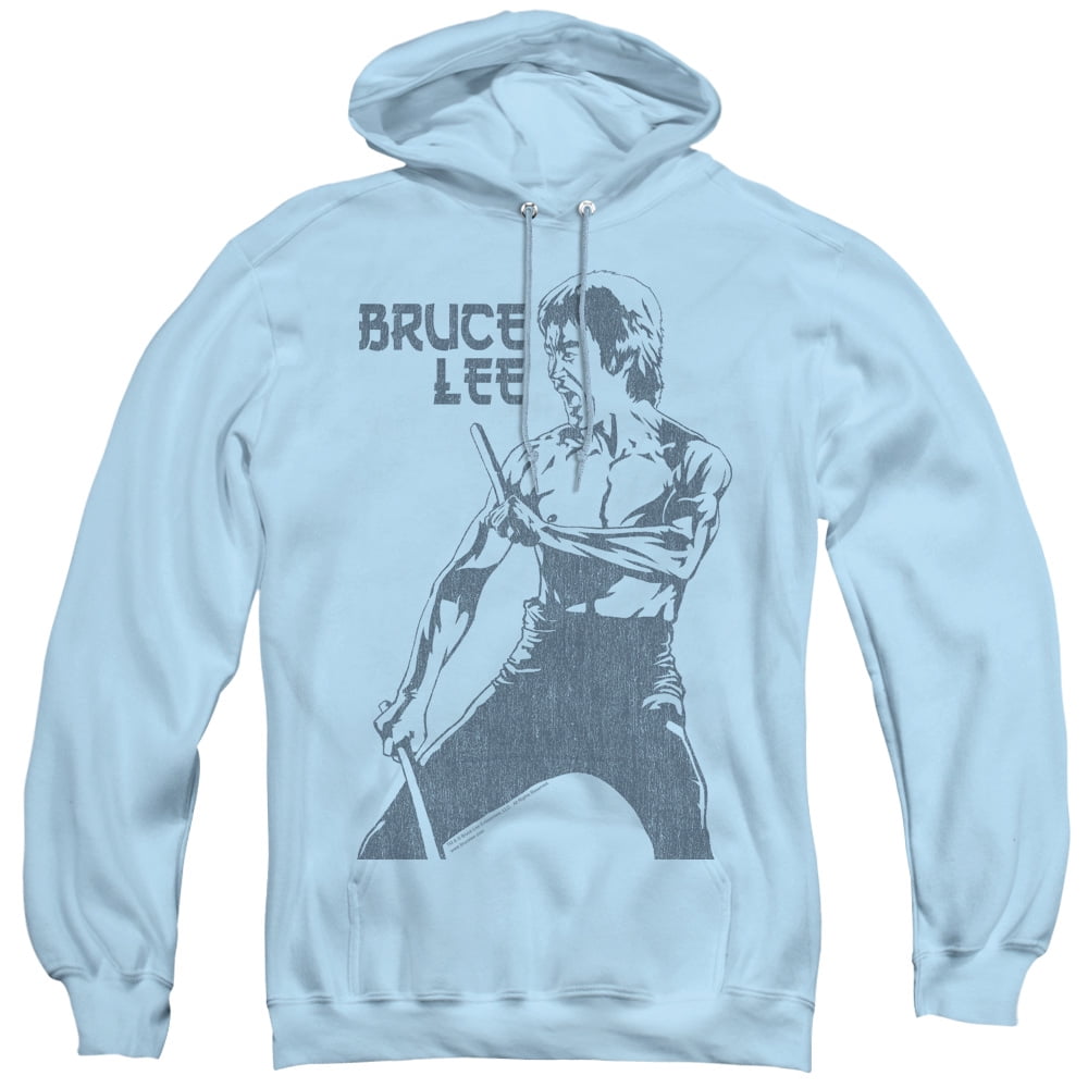 Bruce Lee Fighter Adult Pullover Hoodie Sweatshirt Light Blue - Walmart.com