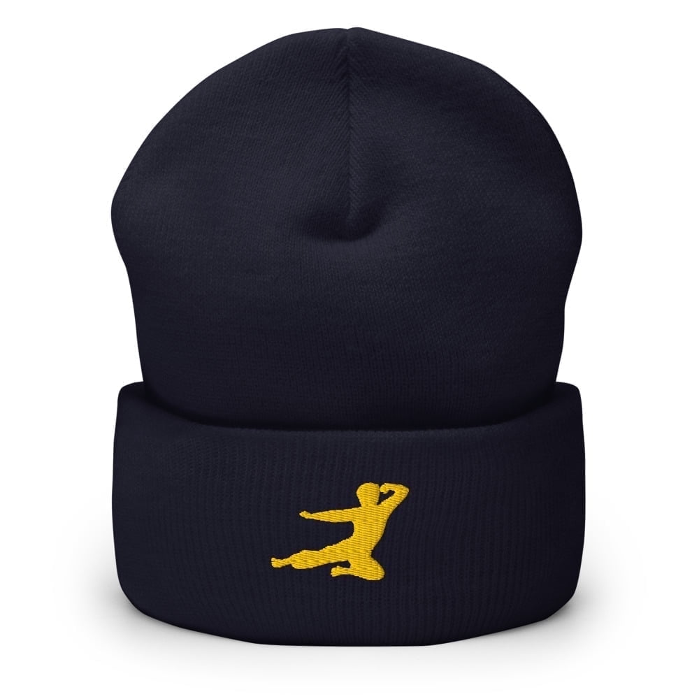 Bruce Lee Flying Man Logo Embroidered Cuffed Beanie (Navy) - Walmart.com