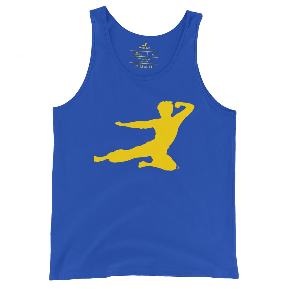 Bruce Lee Flying Man Yellow Logo Men's Tank Top (True Royal, L ...
