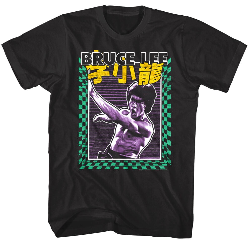 Bruce Lee Retro 70's Men's T Shirt Chinese Profile Purple Wall Kung Fu ...