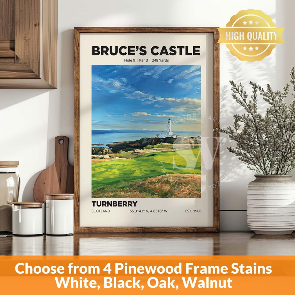 Bruce'S Castle 9Th Hole Turnberry Golf Club Poster Wall Art, Golfing ...