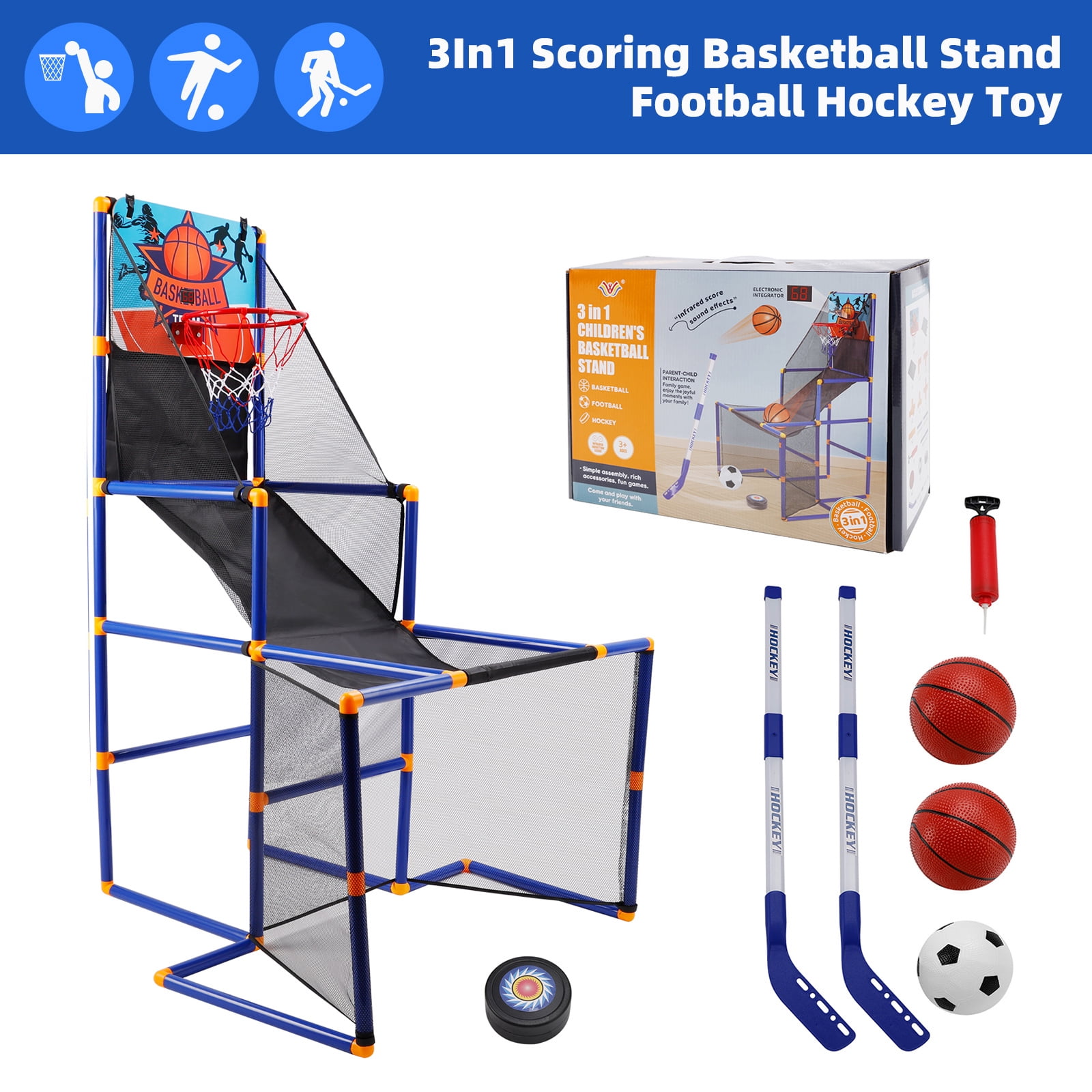 Bruce&Shark 5-in-1 Multi-Sport Toss Game Set, Play Football, Baseball ...