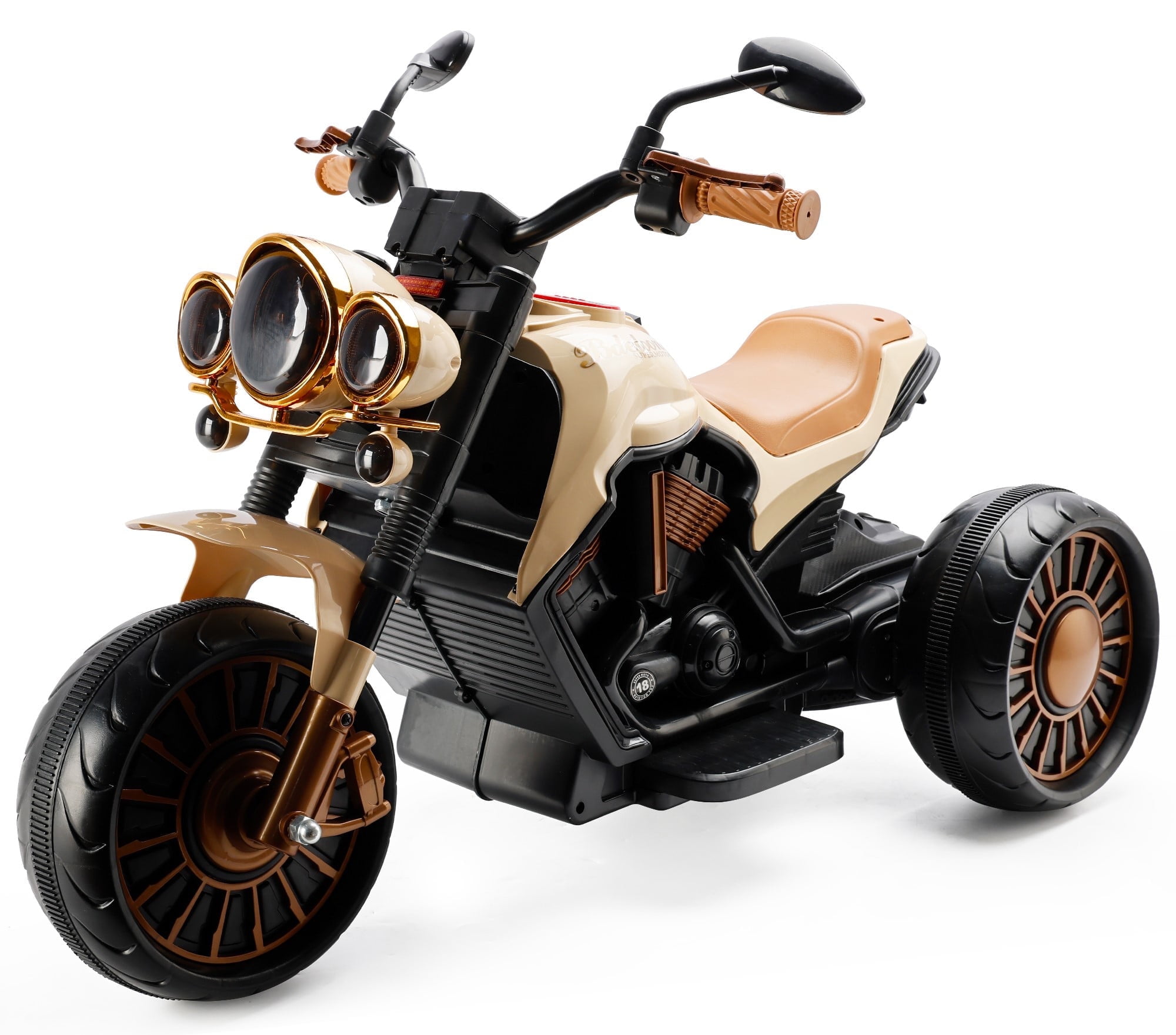 Bruce&Shark Kids Electric Motorcycle Ride On Toy, 3-Wheel Chopper, Dual ...