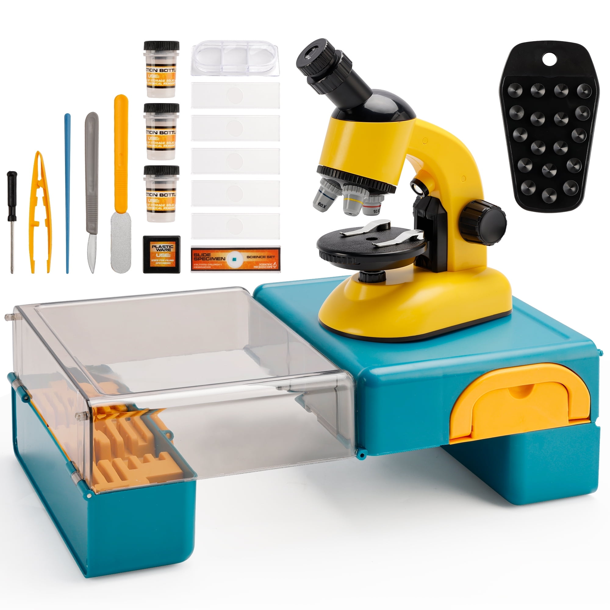 Microscope Kit for Kids, 100X-1200X Kids Microscope with Carrying Box ...