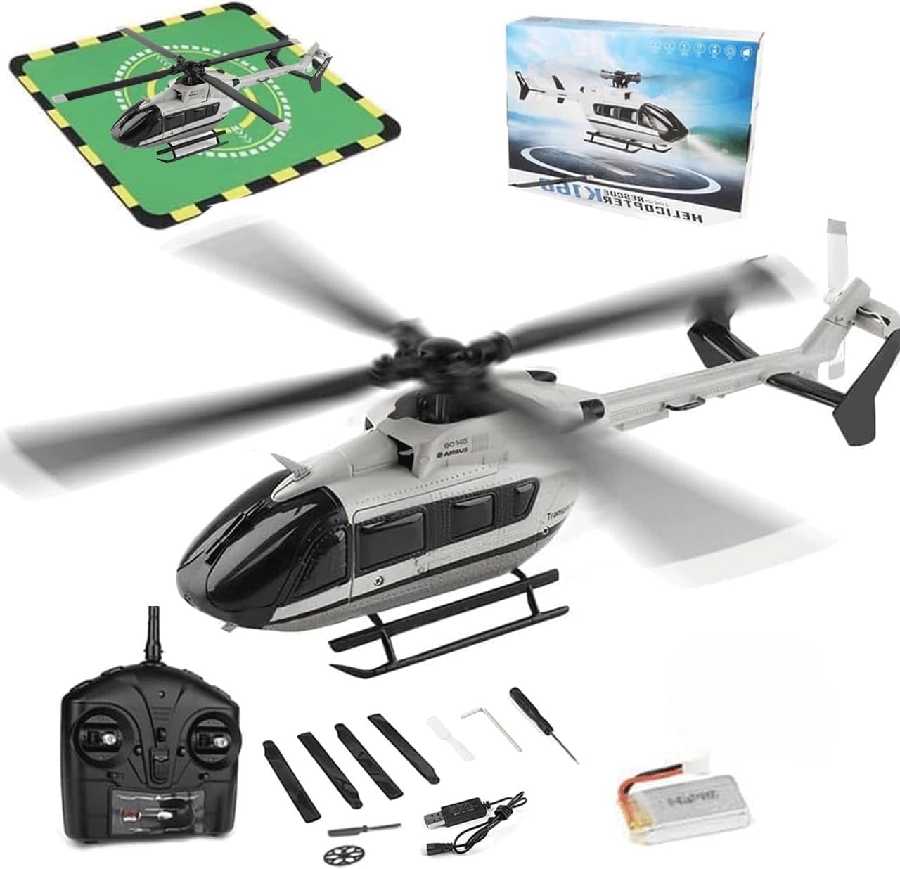 Bruce&Shark RC Helicopter WL K160, 6-Axis Gyro 1:32 Scale EC-145 160 ...