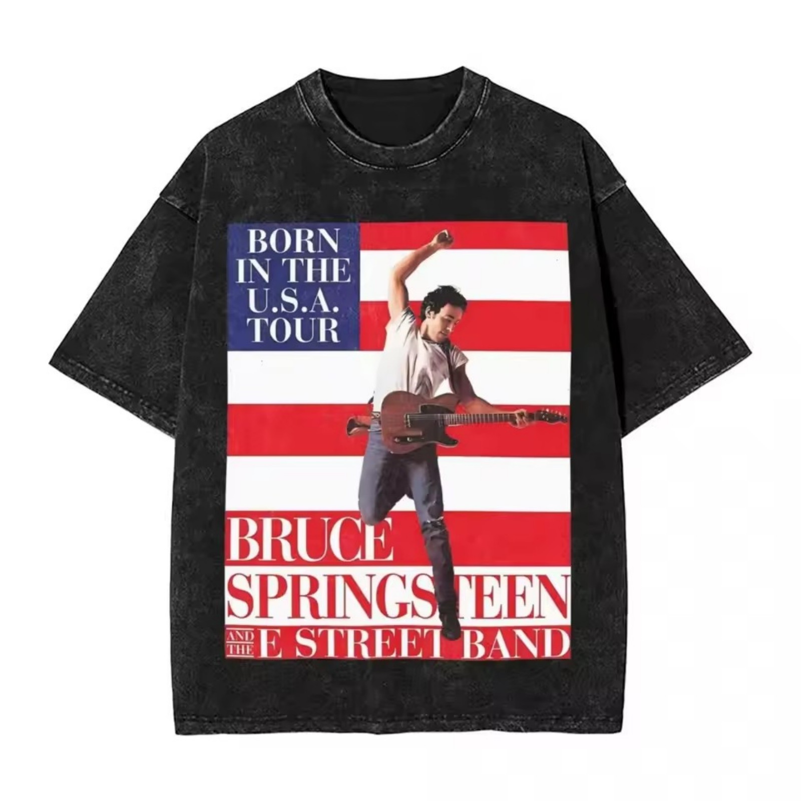 Bruce Springsteen Shirt Men's Summer Vintage Washed Short Sleeve Retro ...