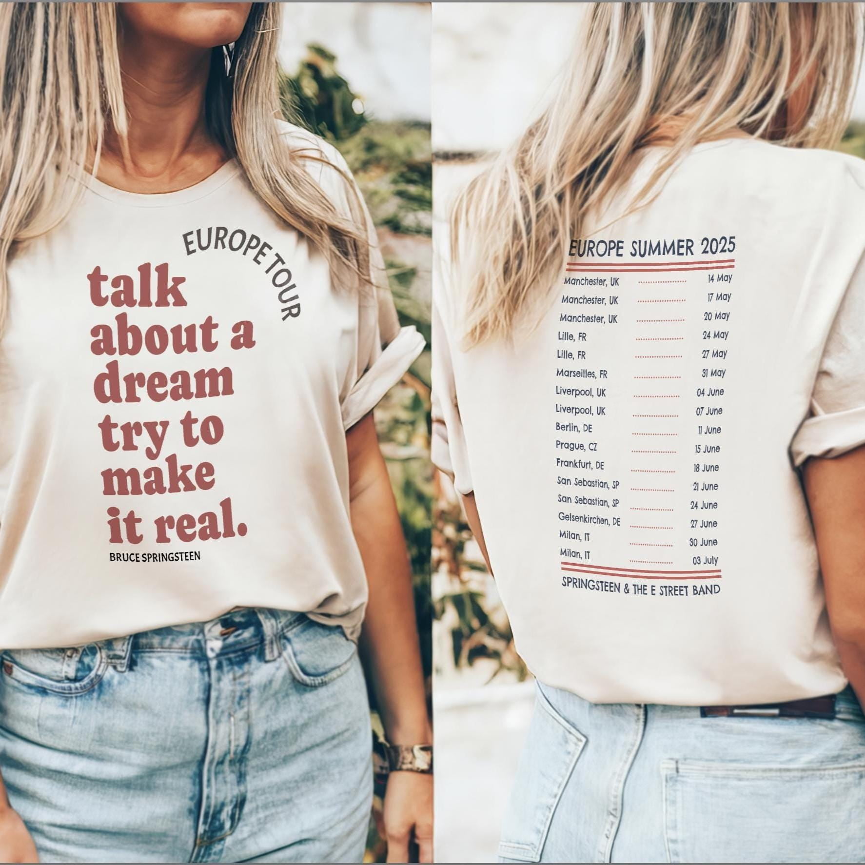 Bruce Springsteen Tshirt Tour Merchandise The Boss Concert Tee Unisex ...