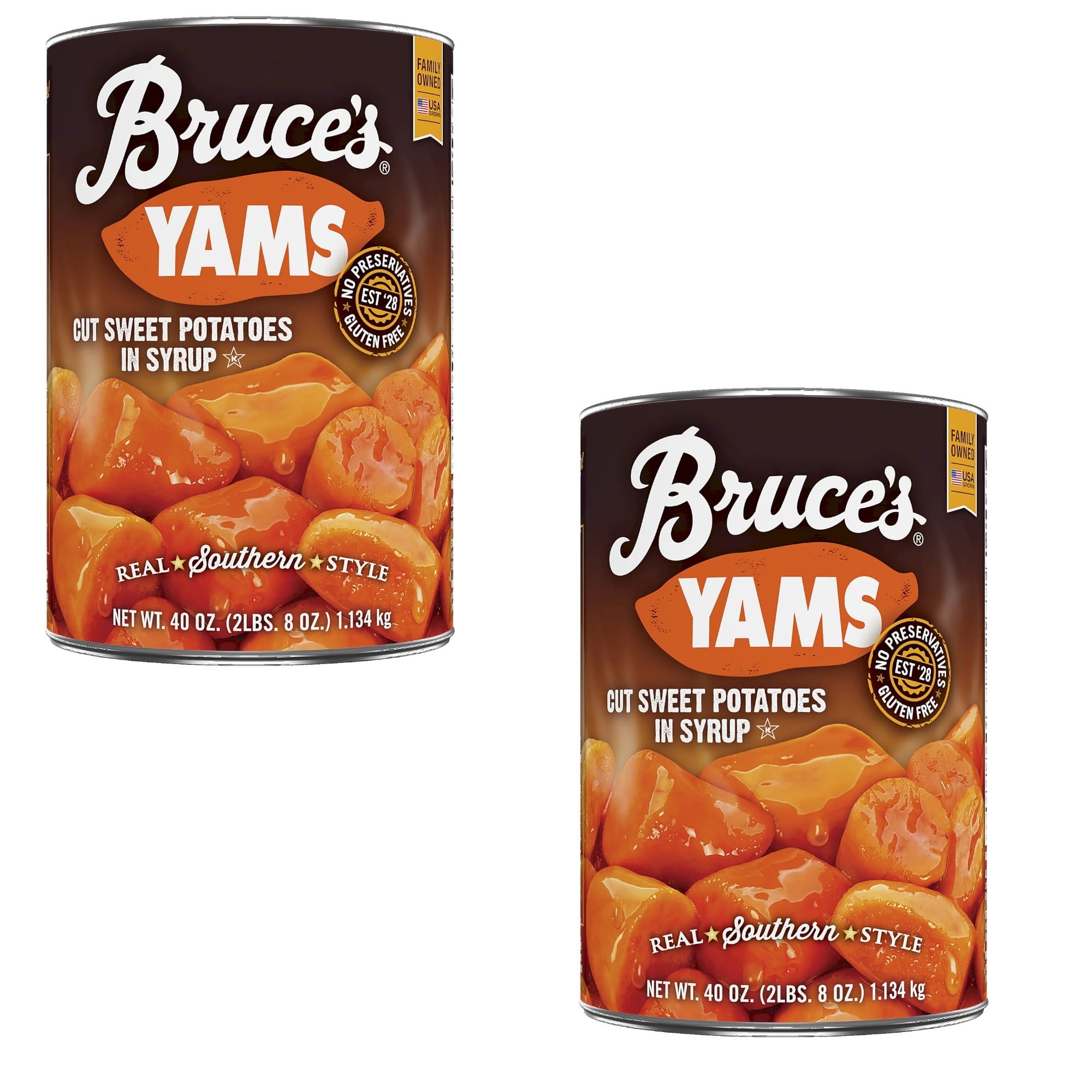 Bruce's Yams Cut Sweet Potatoes in Syrup, Canned, 2 Pack, 40 oz ...