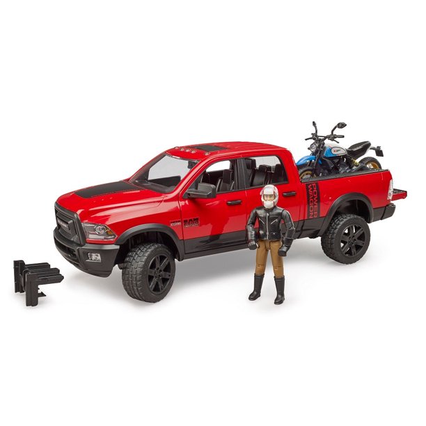 Bruder 02502 RAM 2500 Power Wagon w/ Ducati Scrambler Desert Sled and ...