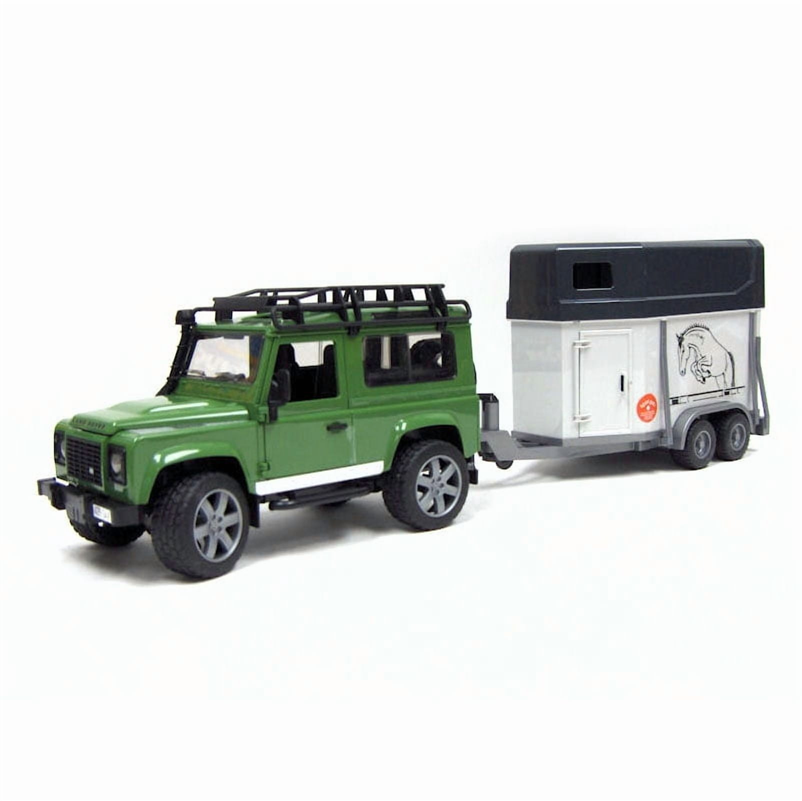 Bruder, Land Rover Defender with Horse Trailer and Horse, 02592 ...