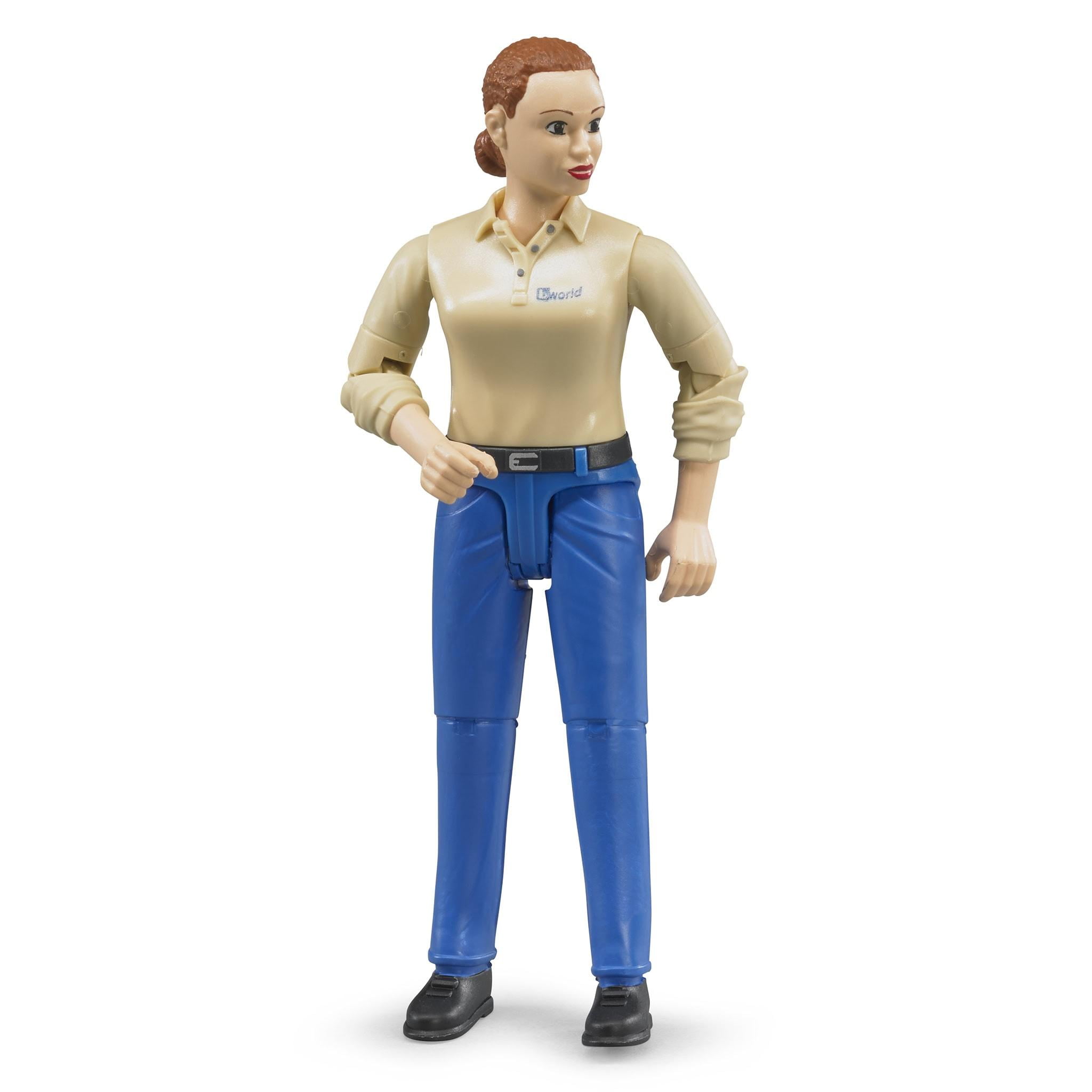 Bruder 1/16 Scale Model Plastic Female Action Figure Toy with Blue ...