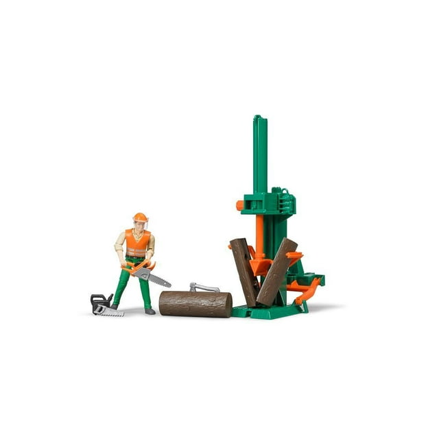 Bruder Bworld Log Splitter Set with Figure and Chainsaw, Made in ... Bruder Bworld Log Splitter Set with Figure and Chainsaw, Made in ...