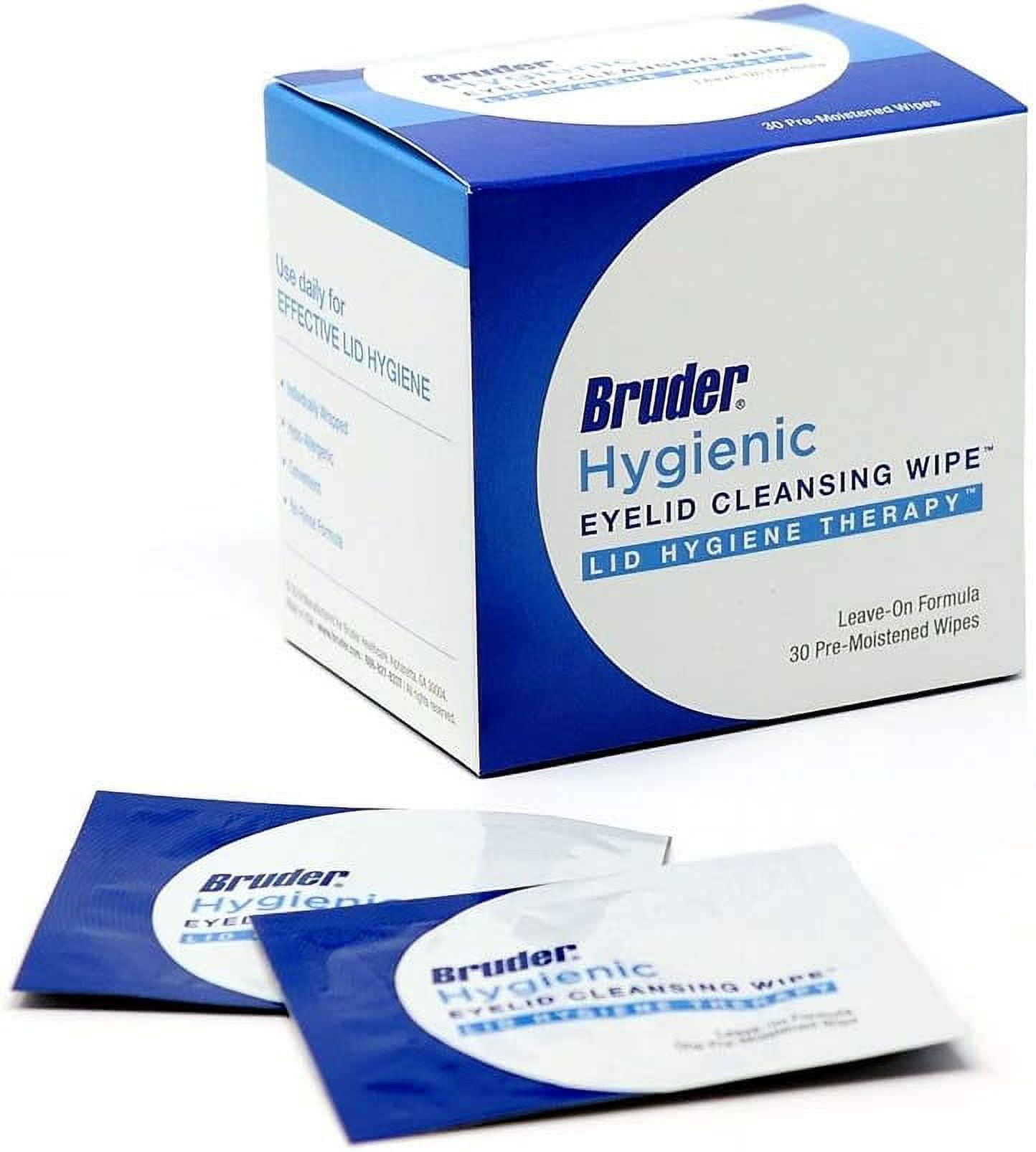 Bruder Hygienic Eyelid Cleansing Wipes, Rinse-Free Makeup Remover, 30 ...