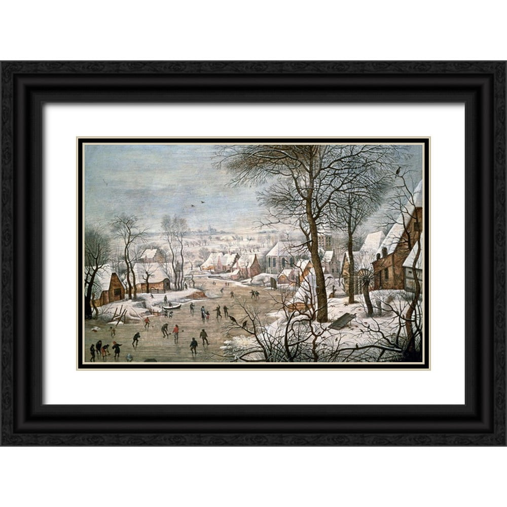 Bruegel the Younger, Pieter 14x10 Black Ornate Wood Framed with Double ...