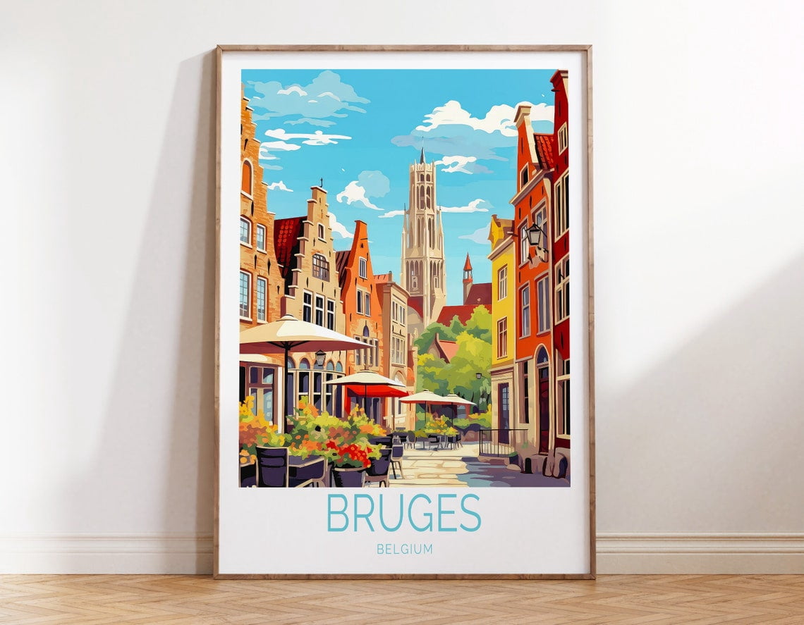 Bruges Belgium City Birthday Travel Scenery Wall Art, Stretched Canvas ...