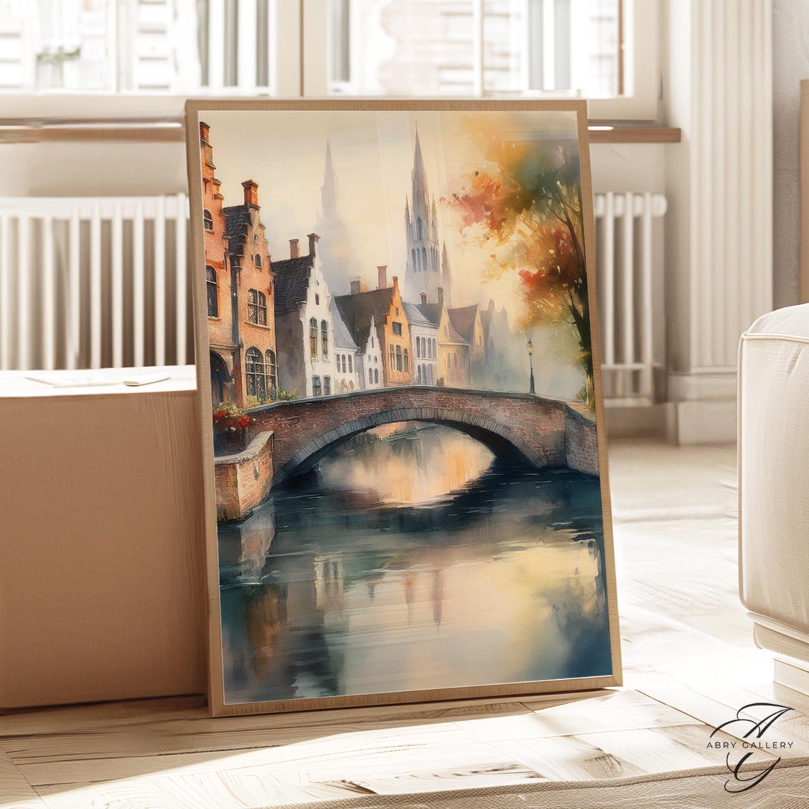 Bruges Belgium Poster: European Canal Cityscape Art Cit92, Unframed ...