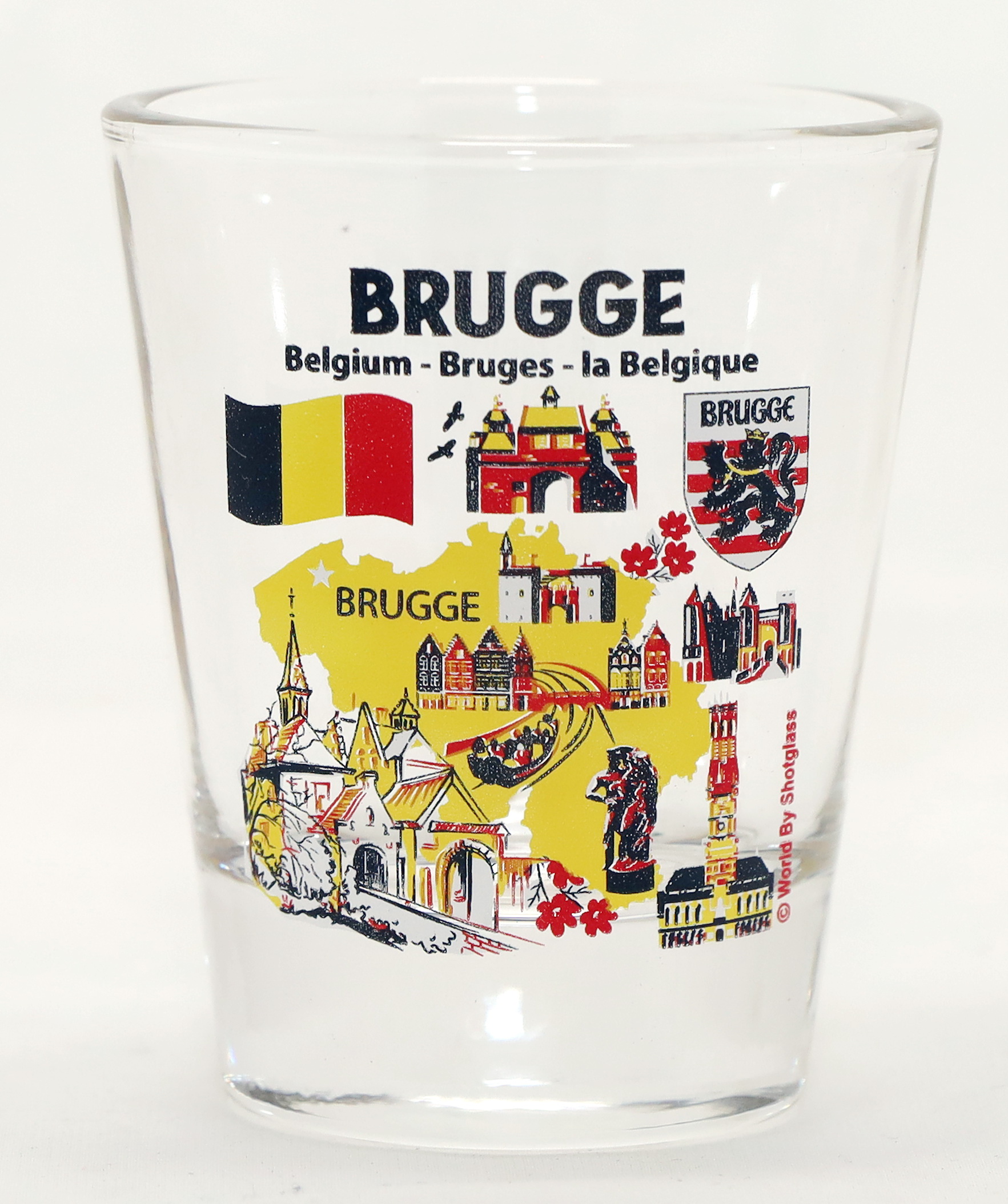 Bruges (Brugge) Belgium Landmarks and Icons Collage Shot Glass ...