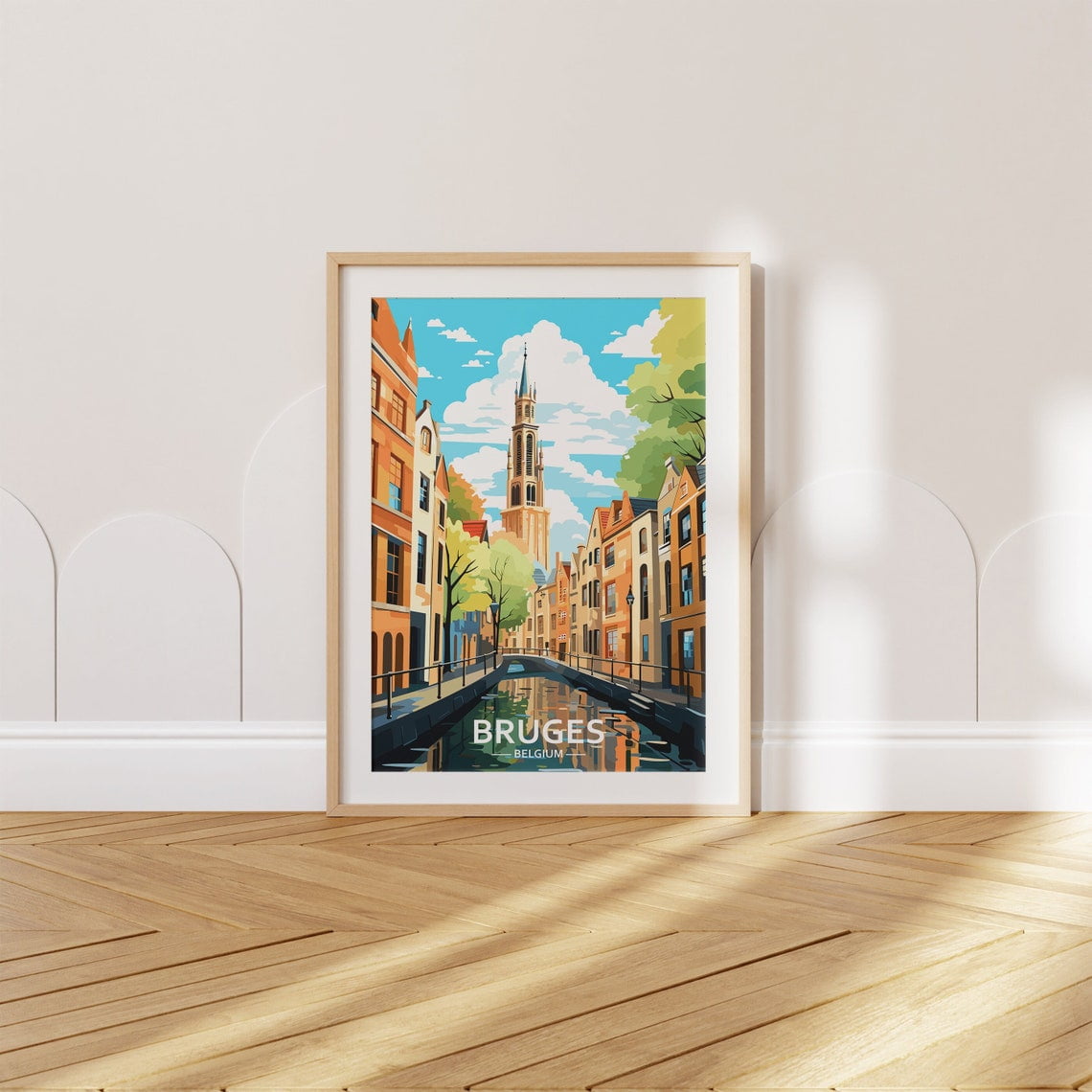 Bruges Poster Travel Art Print Belgium Historic City Scenic Wall Art ...