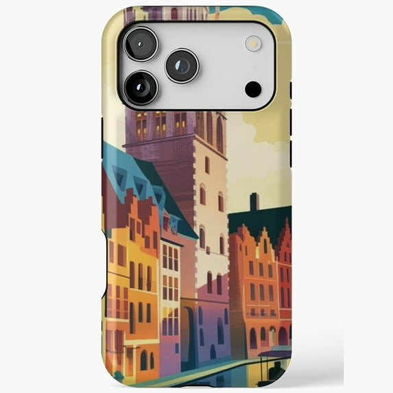 Bruges Vintage Travel Retro Design Art iPhone Case 17 16 15 14 13 12 11 ...