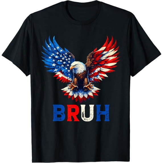 Bruh 4Th Of July Boys Kids Men Fourth Of July Bald Eagle T-Shirt ...