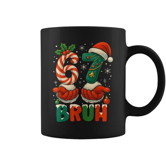 Bruh 67 Six Seven 6 7 Meme Christmas Boys Santa Elf Coffee Mugs ...