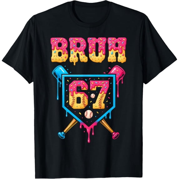 Bruh Baseball Ice Cream Drip Number 67 Player 67Th Birthday T-Shirt ...