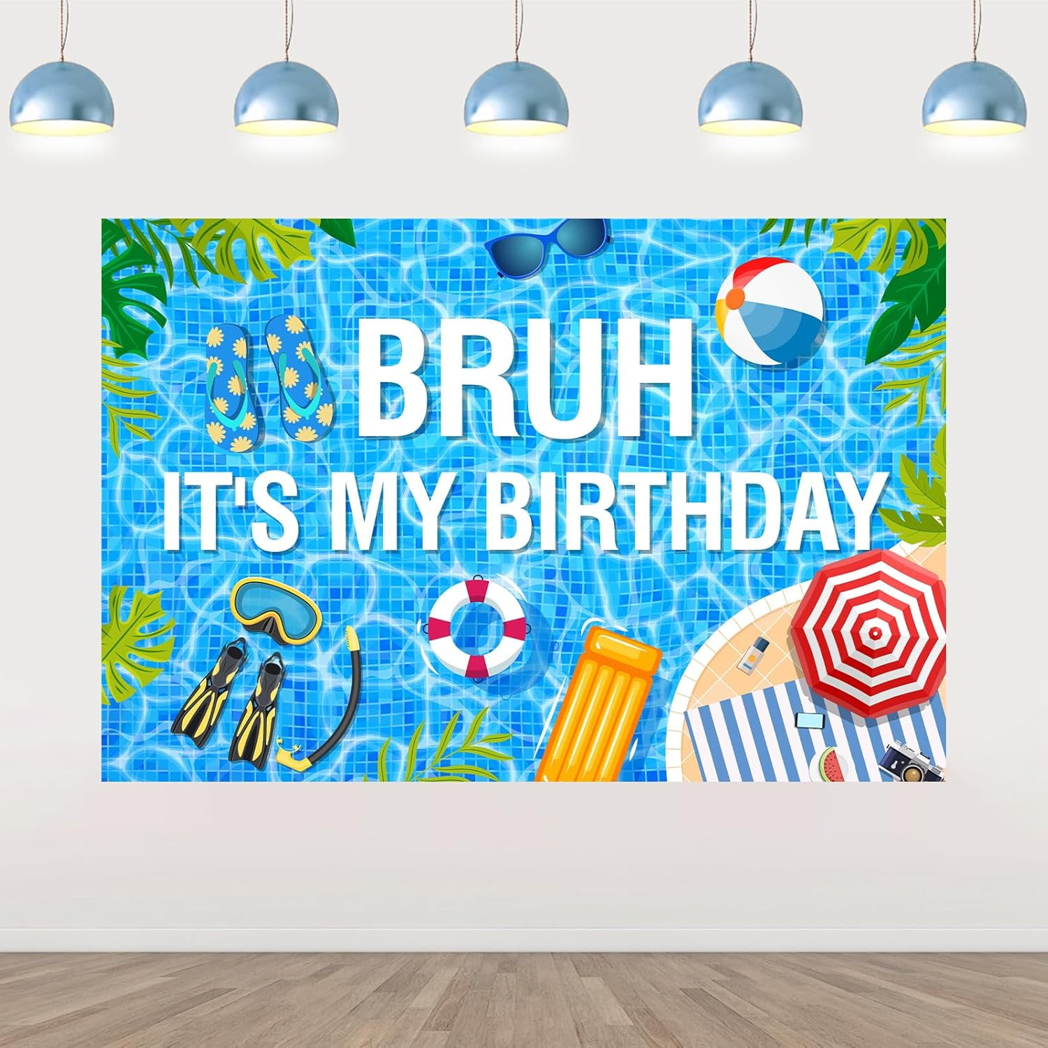 Bruh It's My Birthday Backdrop, Blue Pool Birthday Decorations, Boy ...