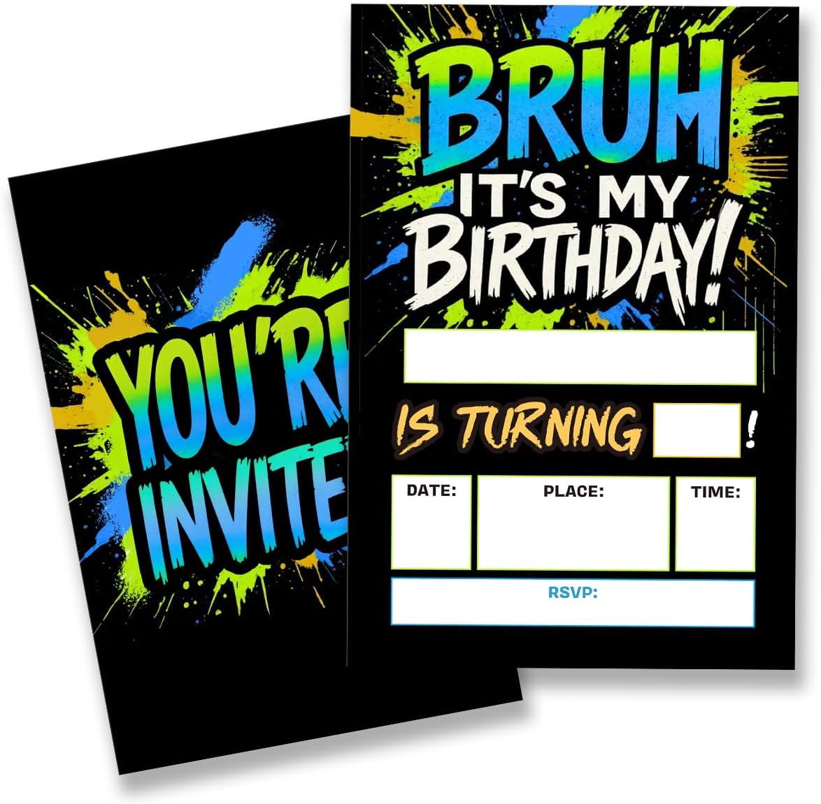 Bruh Birthday Party Invitations Supplies with Envelopes Set of 20 It's ...