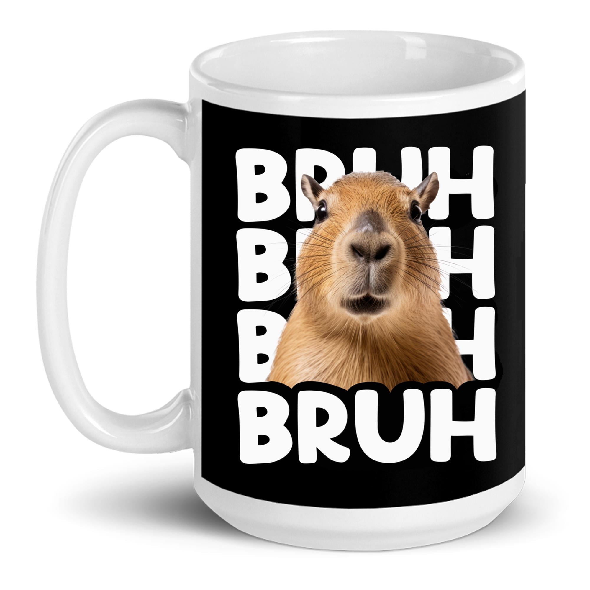 Bruh Capybara Funny Animal Capibara Gift Ceramic Mug 15oz (White;15oz ...