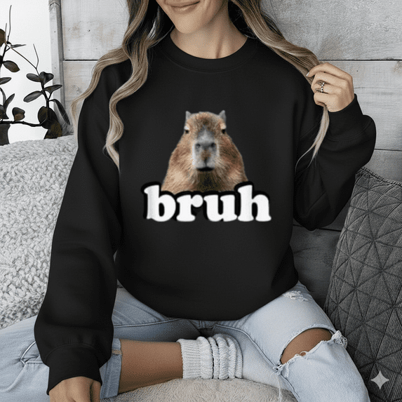 Bruh Capybara Meme Funny Rodent Lover Cute Animal Humor Gift Sweatshirt ...
