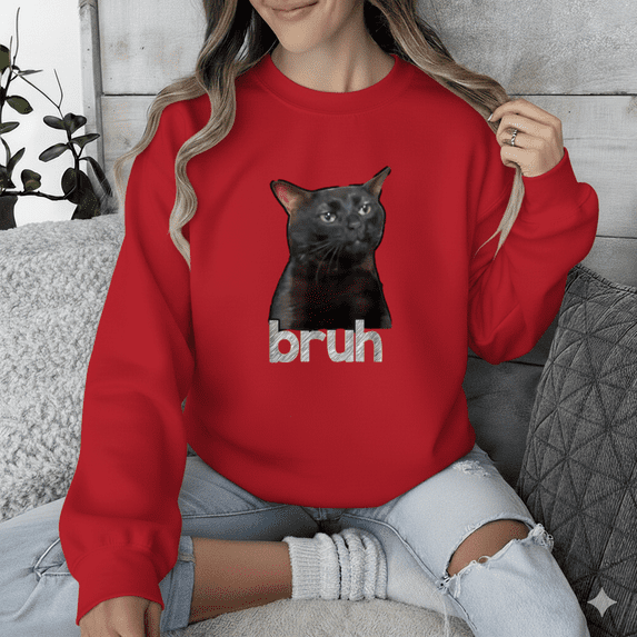 Bruh Cat Meme Sarcastic Black Feline Funny Pet Lover Internet Graphic ...