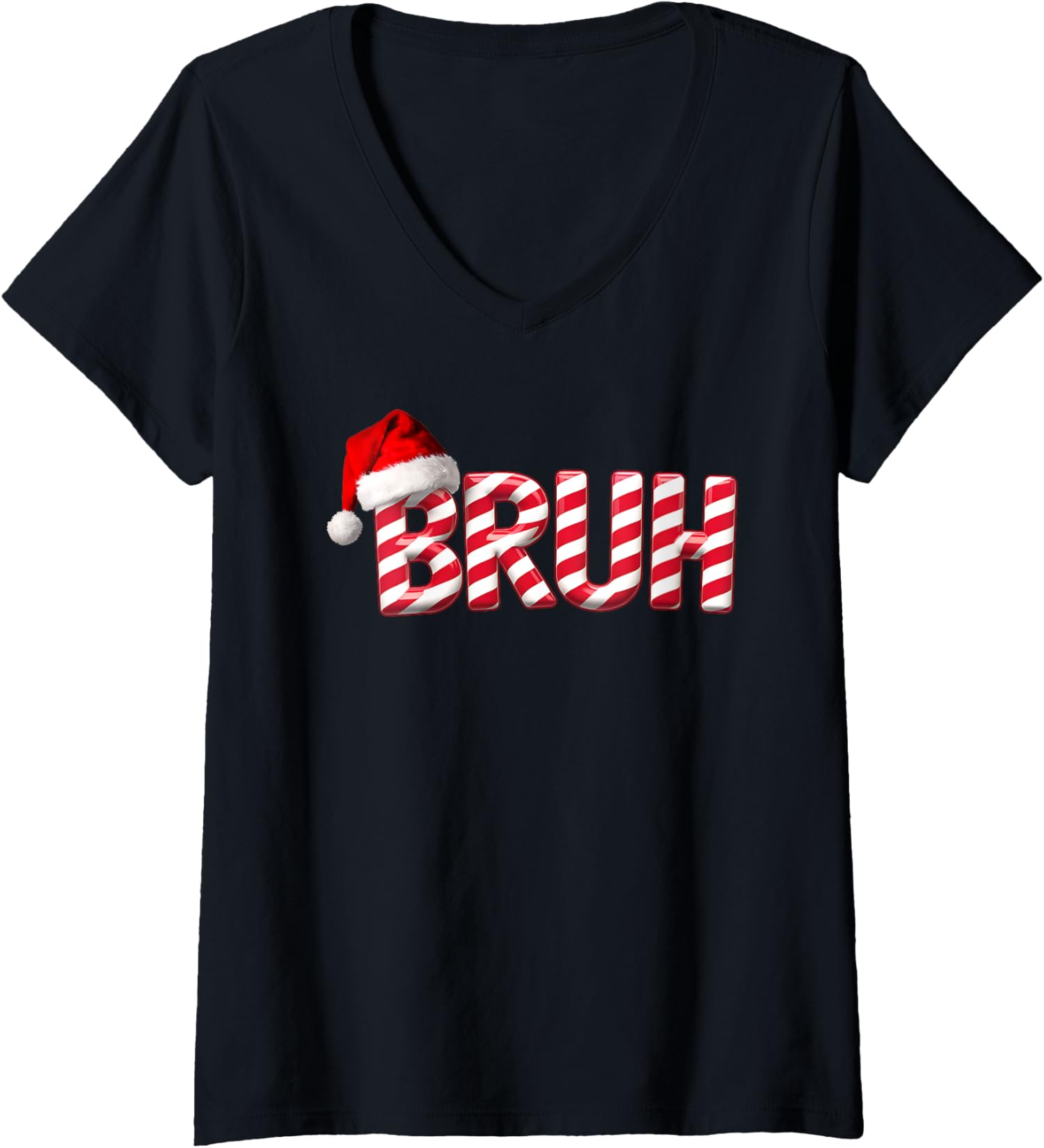 Bruh Christmas Tee - Funny Candy Cane Holiday Design for Teens Ladies ...
