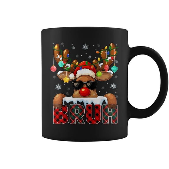 Bruh Cool Rudolph Red Nose Tree Light Christmas Xmas Boy Men Coffee ...