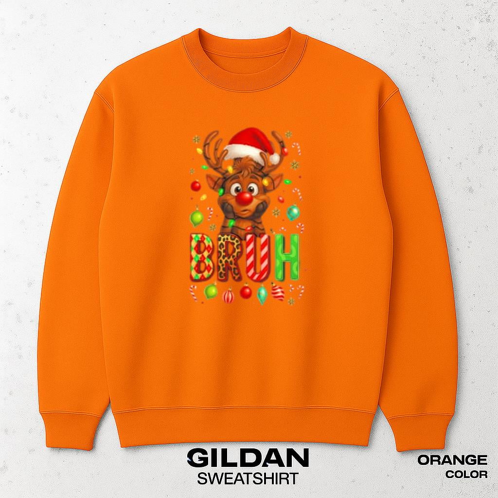 Bruh Deer Reindeer Funny Christmas Pajama Holiday Meme Slang Joke Sweatshirt, for men & women ...