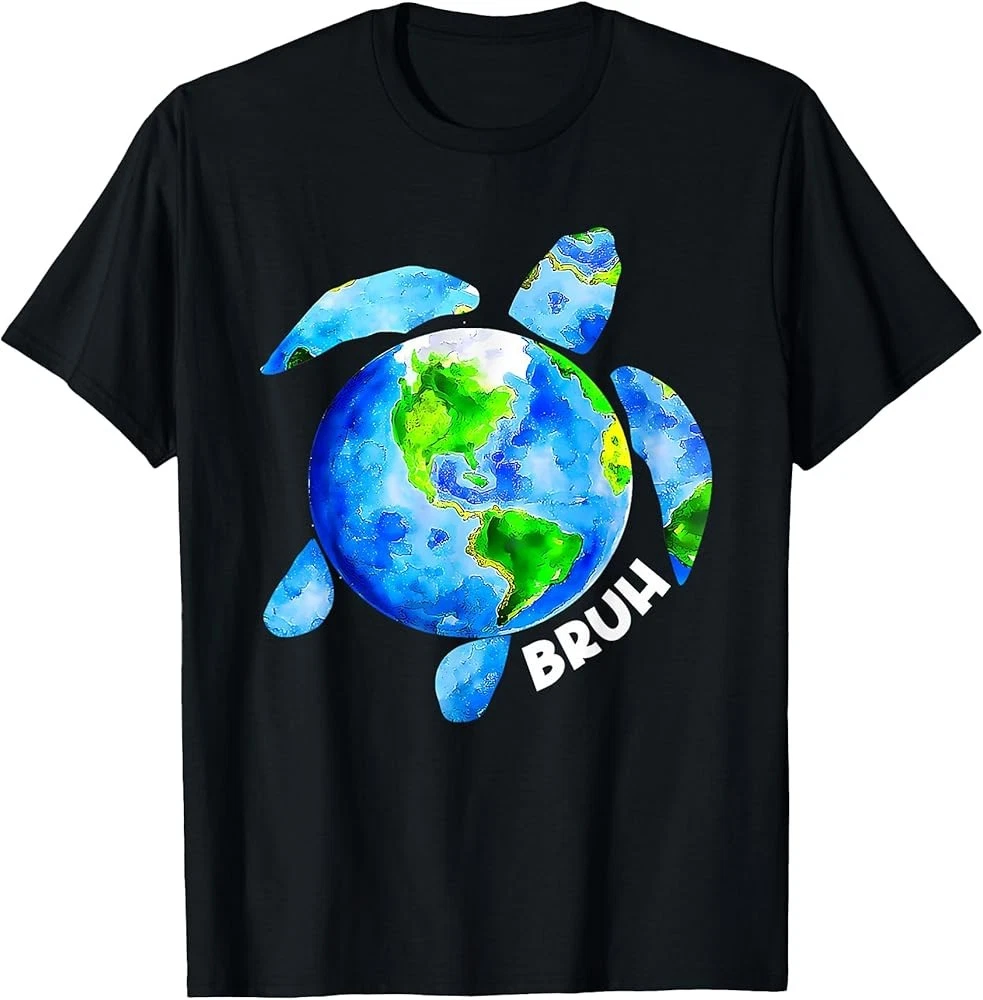 Bruh Earth Day Restore Earth Sea Turtle Art Save The Planet T-Shirt ...