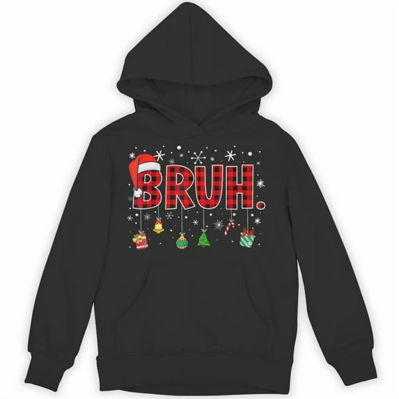 Bruh Funny Christmas Red Plaid Xmas Simple Holiday Graphic Statement ...
