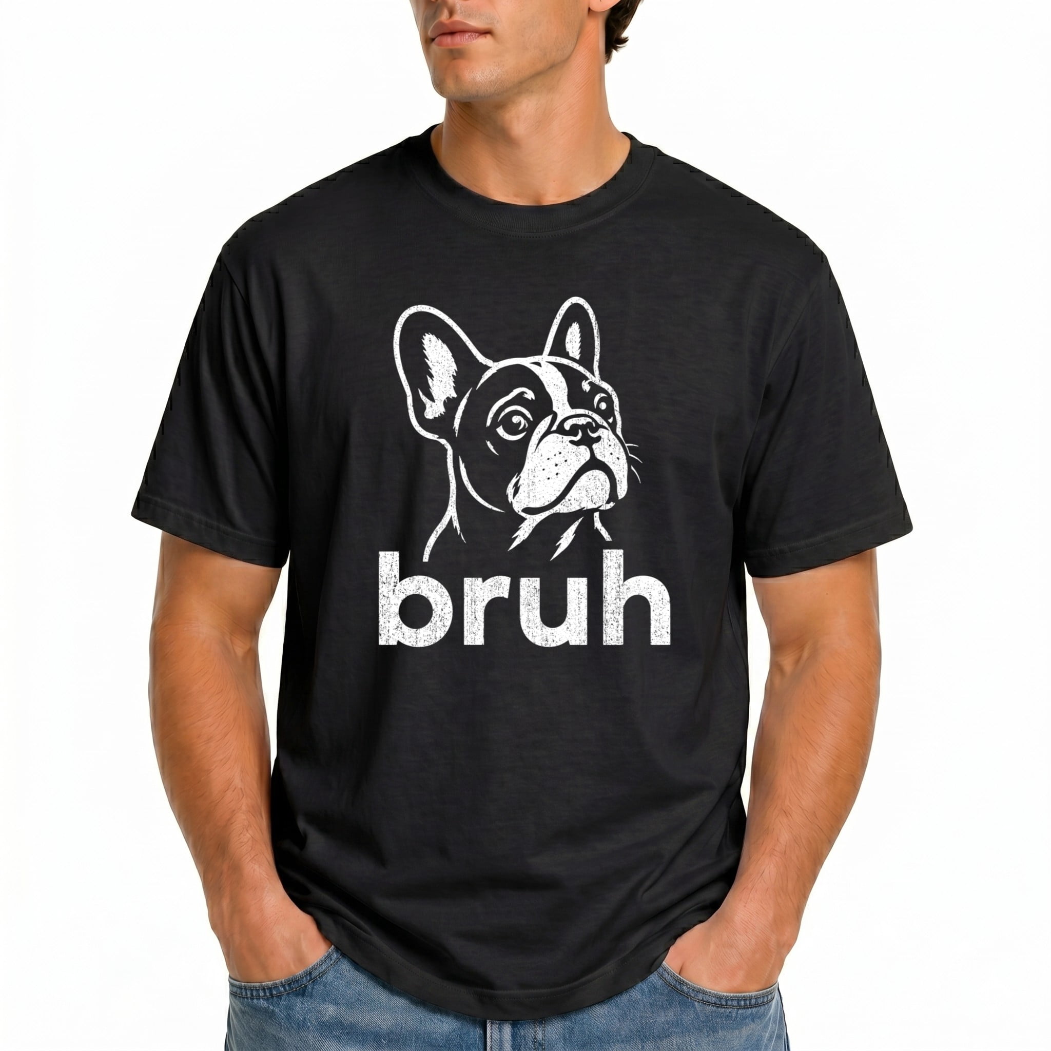 Bruh Funny French Bulldog Meme T-Shirt – Dog Lover Art – Unisex Casual ...