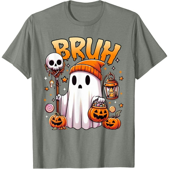 Bruh Ghost Halloween Cute Ghost Candy Kids T-Shirt,Full Sizes S-5XL ...